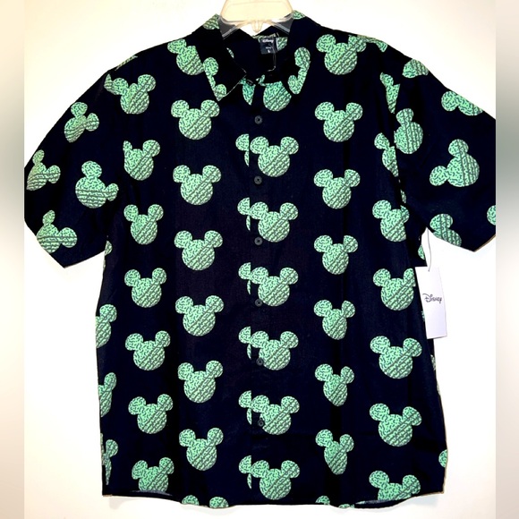 Disney | Shirts | Nwt Neff X Disney Mickey Mouse Black Green Button ...